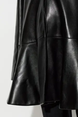 Loewe Leather Coat With Peplum
