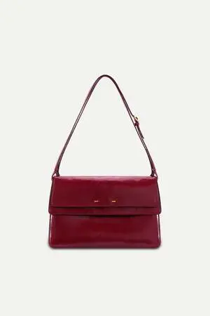 Fabrique Soft Rialto Double Flap Bag In Oiled Waxed Cowhide Leather - Red