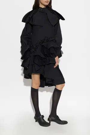 Comme Des Garçons Wool Dress With Ruffles