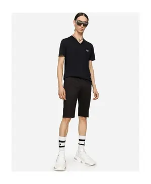 Dolce & Gabbana Dolce Gabbana Logo Patch V-neck T-shirt