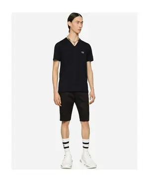 Dolce & Gabbana Dolce Gabbana Logo Patch V-neck T-shirt