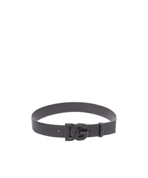 Dolce & Gabbana Logo-buckle Leather Belt - Black