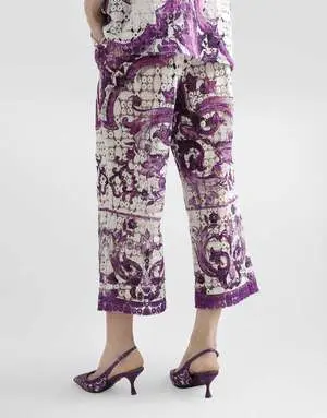 Dolce & Gabbana Dolce Gabbana Majolica-printed Crochet Lace Trousers