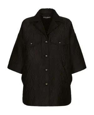 Dolce & Gabbana Floral-jacquard 3/4 Sleeves Jacket - Black