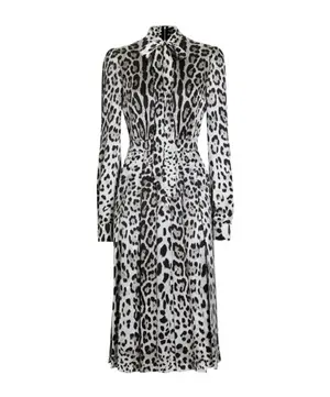 Dolce & Gabbana Animal-print Midi Dress - Gray
