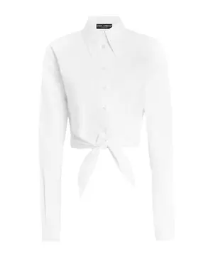 Dolce & Gabbana Dolce Gabbana Front Tie Detailed Poplin Shirt - White