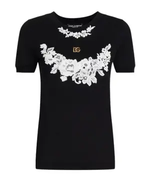 Dolce & Gabbana Lace-detailed T-shirt - Black