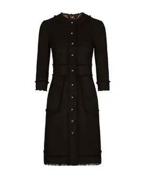 Dolce & Gabbana Dolce Gabbana Raschel Tweed Midi Dress - Black