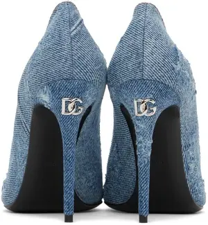 Dolce & Gabbana Dolce Gabbana Crystal-embellished Pointed-toe Denim Pumps