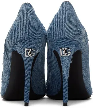 Dolce & Gabbana Dolce Gabbana Crystal-embellished Pointed-toe Denim Pumps