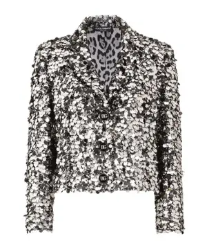 Dolce & Gabbana Dolce Gabbana Single-breasted Sequin Embellished Blazer - Silver