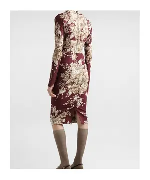 Dolce & Gabbana Floral-print Long-sleeve Midi Dress
