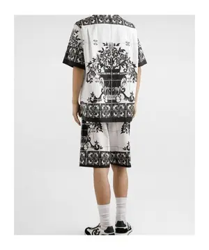 Dolce & Gabbana Dolce Gabbana Majolica-printed Poplin Shorts