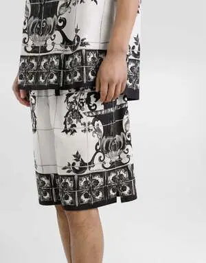 Dolce & Gabbana Dolce Gabbana Majolica-printed Poplin Shorts