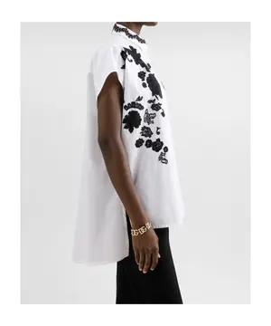 Dolce & Gabbana Dolce Gabbana Lace Appliqués Oversized Poplin Shirt