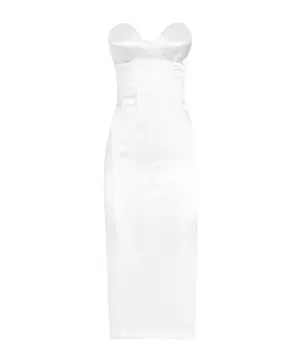 Dolce & Gabbana Dolce Gabbana Corset Detailed Strapless Satin Dress - White