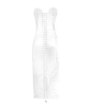 Dolce & Gabbana Dolce Gabbana Corset Detailed Strapless Satin Dress