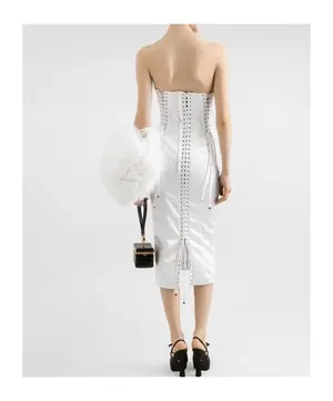 Dolce & Gabbana Dolce Gabbana Corset Detailed Strapless Satin Dress