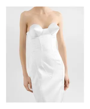 Dolce & Gabbana Dolce Gabbana Corset Detailed Strapless Satin Dress