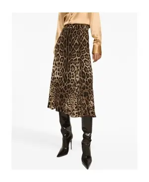 Dolce & Gabbana Dolce Gabbana Leopard Printed Flared Skirt