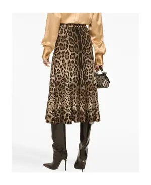 Dolce & Gabbana Dolce Gabbana Leopard Printed Flared Skirt