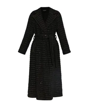 Dolce & Gabbana Dolce Gabbana Micro-sequin Embellished Tweed Coat - Black
