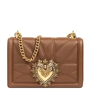 Dolce & Gabbana Medium Devotion Leather Shoulder Bag - Brown