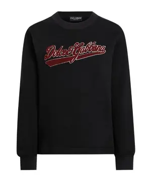 Dolce & Gabbana Dolce Gabbana Logo Patch Crewneck Sweatshirt - Black