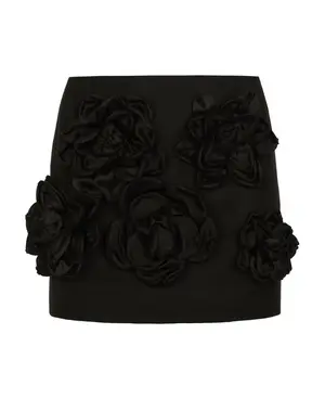 Dolce & Gabbana Dolce Gabbana Floral Patch Mini Skirt - Black