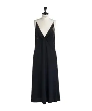 Dior Suspender Embroidered Dress - Black