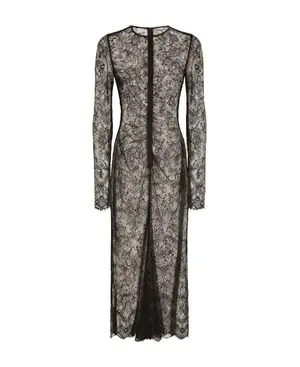 Dolce & Gabbana Dolce Gabbana Chantilly Lace Detailed Calf-length Dress - Gray