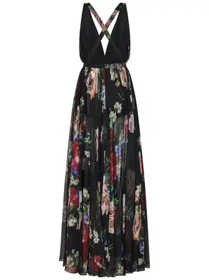 Dolce & Gabbana Dolce Gabbana Floral Printed Crossed Strap Midi Dress