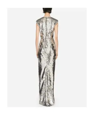 Dolce & Gabbana Draped Sequin-embellished Dress - Gray