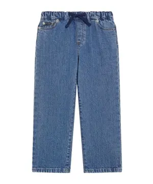 Dolce & Gabbana Logo-embroidered Elastic-waist Jeans - Blue