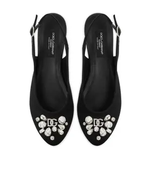 Dolce & Gabbana Crystal-embellished Slingback Ballerina Shoes