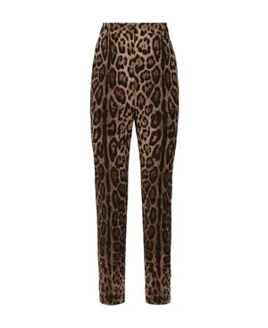 Dolce & Gabbana Dolce Gabbana Leopard Printed Cigarette Leg Pants - Black
