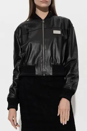 Dolce & Gabbana Dolce Gabbana Cropped Leather Bomber Jacket