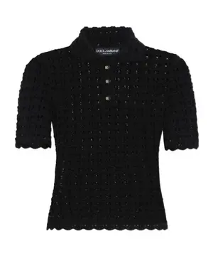 Dolce & Gabbana Open-knit Polo Shirt