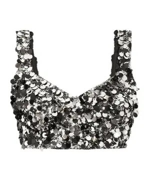 Dolce & Gabbana Dolce Gabbana Sequined Bralette Top - Black