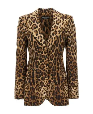 Dolce & Gabbana Dolce Gabbana Leopard Printed Single-breasted Jacket - Brown