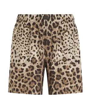 Dolce & Gabbana Dolce Gabbana Leopard Printed Mid-length Swim Trunks - Light Brown