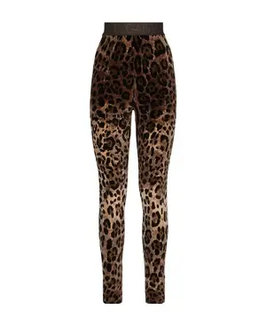 Dolce & Gabbana Dolce Gabbana Leopard Printed Slim Cut Leggings - Black