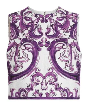 Dolce & Gabbana Dolce Gabbana Majolica Printed Sleeveless Top - Multi-color