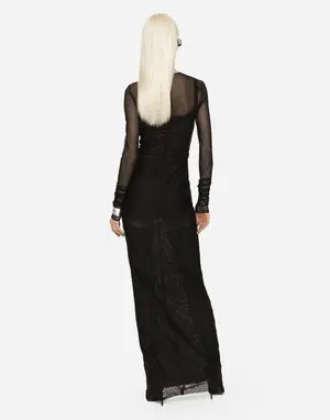 Dolce & Gabbana Cross-embellished Tulle Long Dress