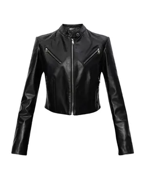 Dolce & Gabbana Dolce Gabbana Cropped Biker Jacket - Black