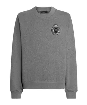 Dolce & Gabbana Dolce Gabbana Heraldic Patch Crewneck Sweatshirt - Grey