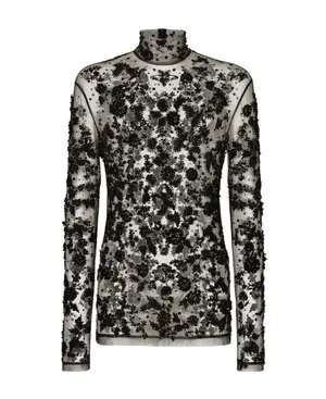 Dolce & Gabbana High-neck Tulle Top