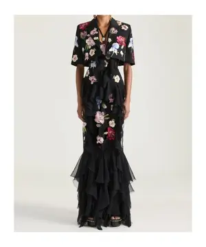 Givenchy Ruffled Dress In Silk Chiffon With Embroideries