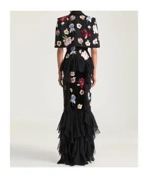 Givenchy Ruffled Dress In Silk Chiffon With Embroideries