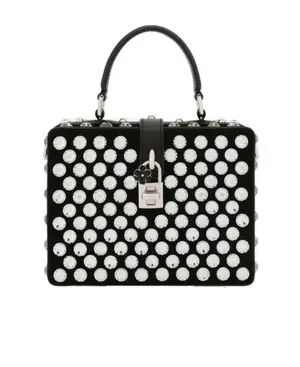 Dolce & Gabbana Box Crystal-embellished Leather Bag - Black